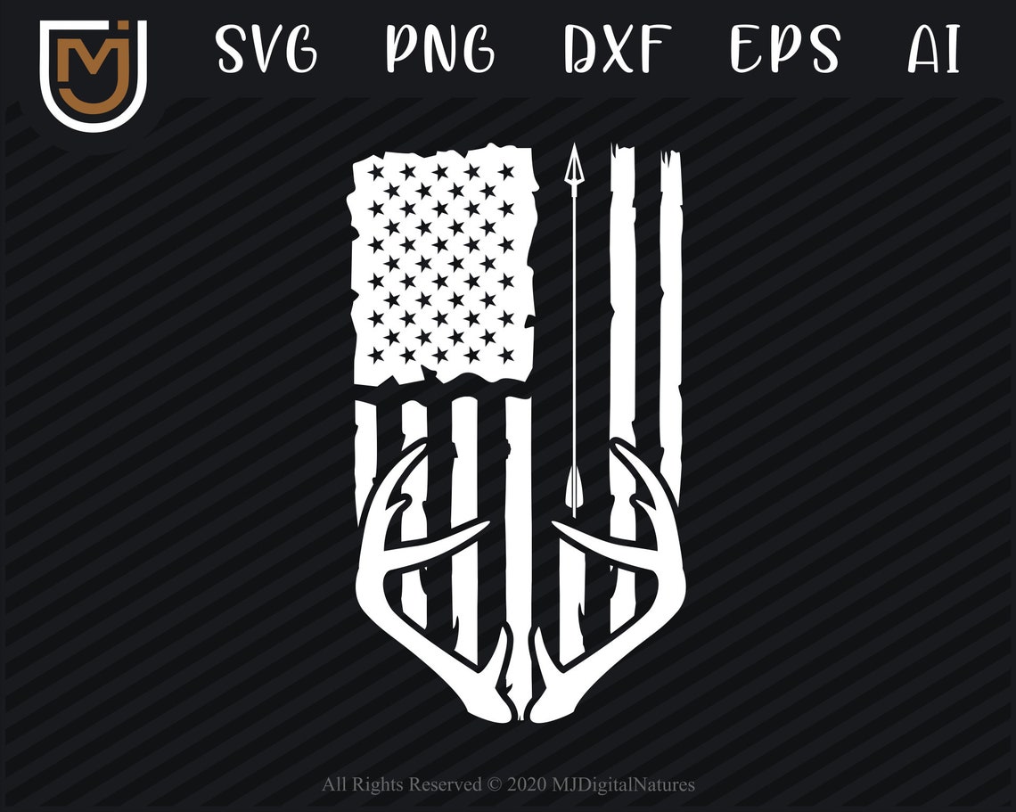 American Flag Archery SVG Antlers Arrow USA Flag Hunting | Etsy