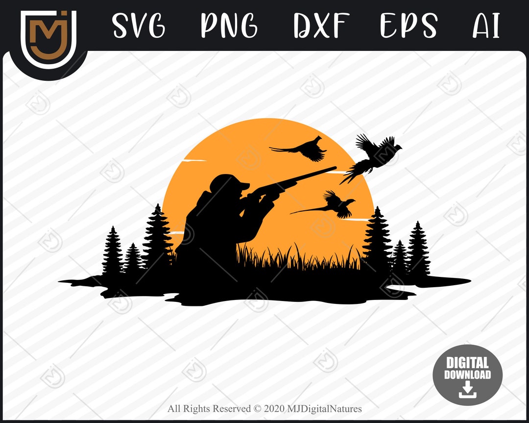 Sunset Pheasant Clipart - Pheasant Svg, Bird Hunting SVG, Hunting ...