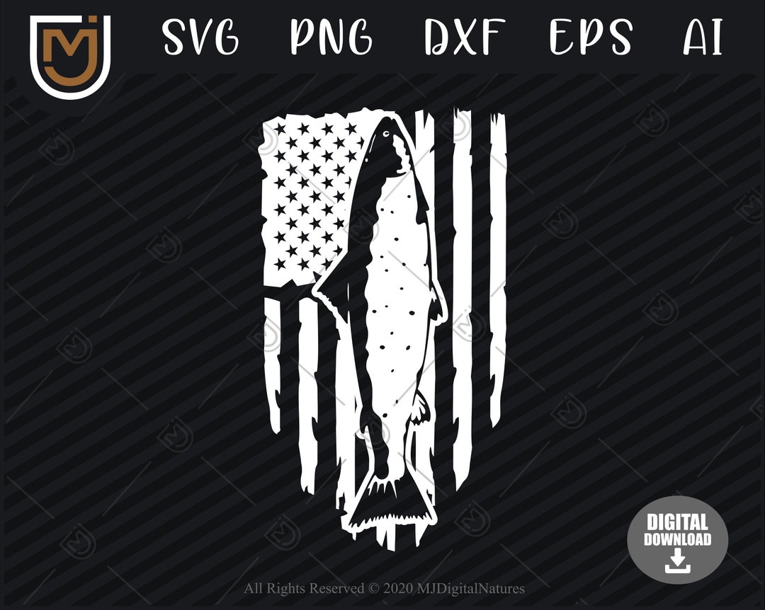 Patriotic USA Flag Fish Salmon SVG Fisherman Svg, Salmon Clipart ...