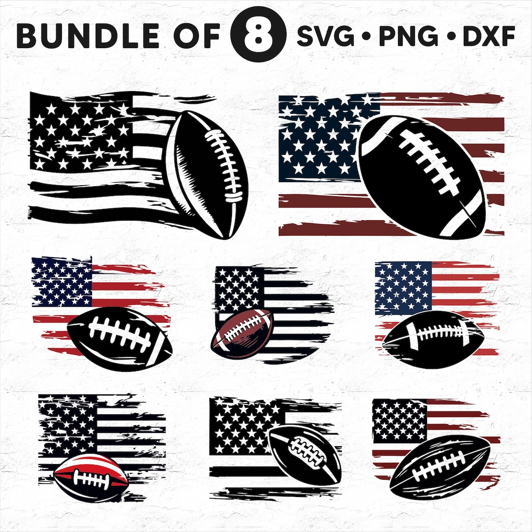 8 Bundle of Usa Flag Football Svg, Two Football Player Svg, Custom ...