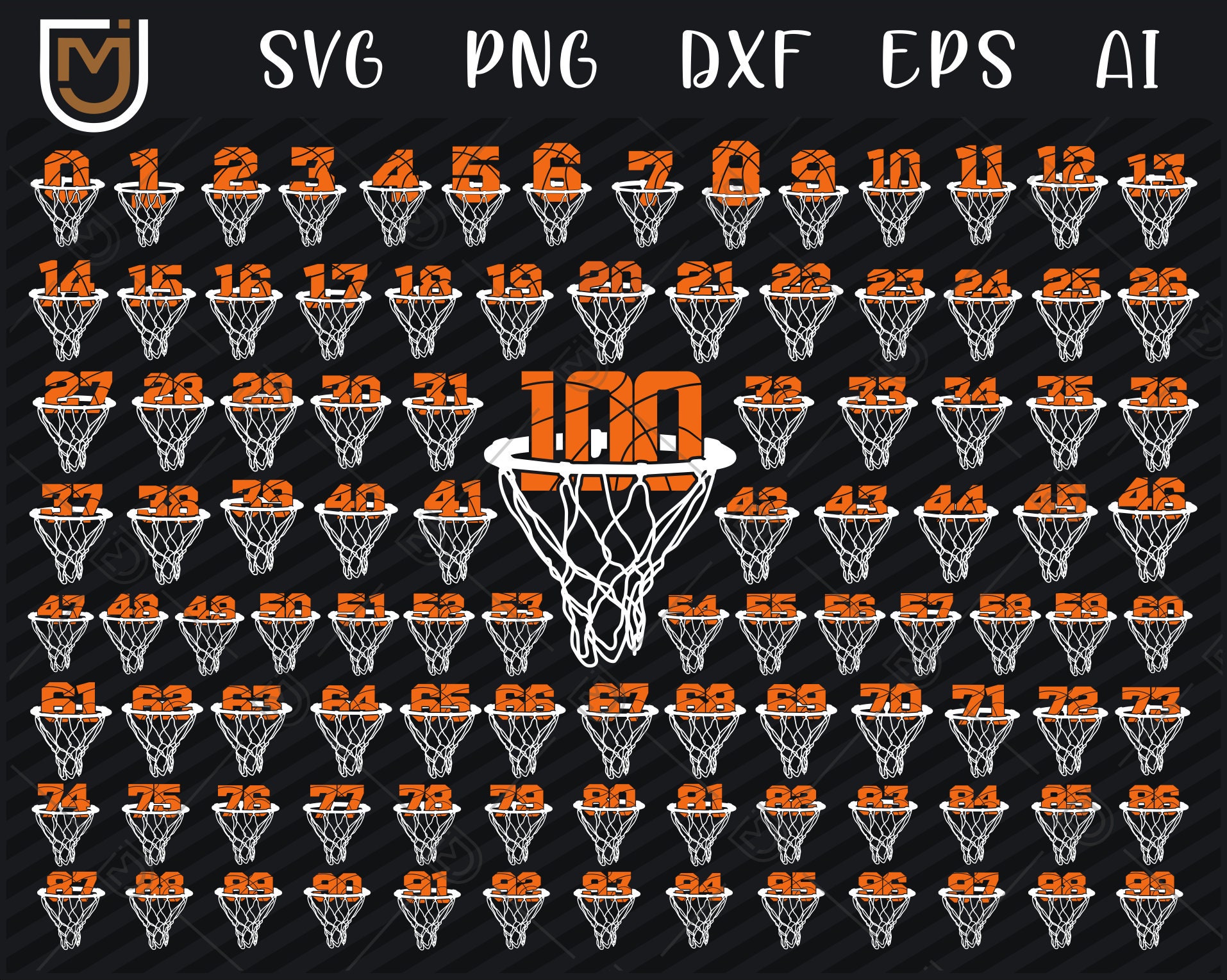 Basketball SVG 0-100 Numbers Basketball PNG Sports SVG - Etsy