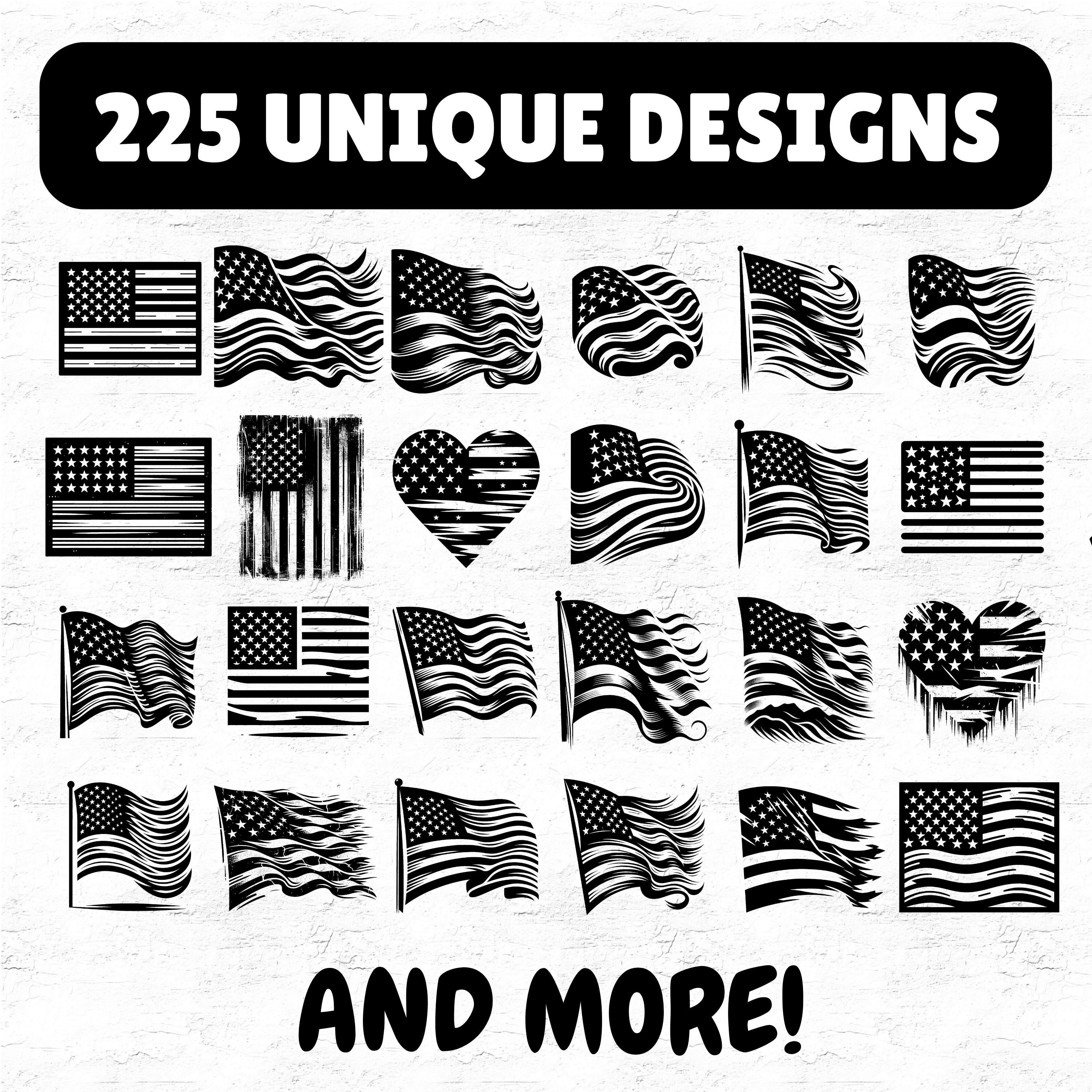 Laser Cut 225 Bundle of American Flag Svg Pdf Dxf Png - USA Flag Laser ...