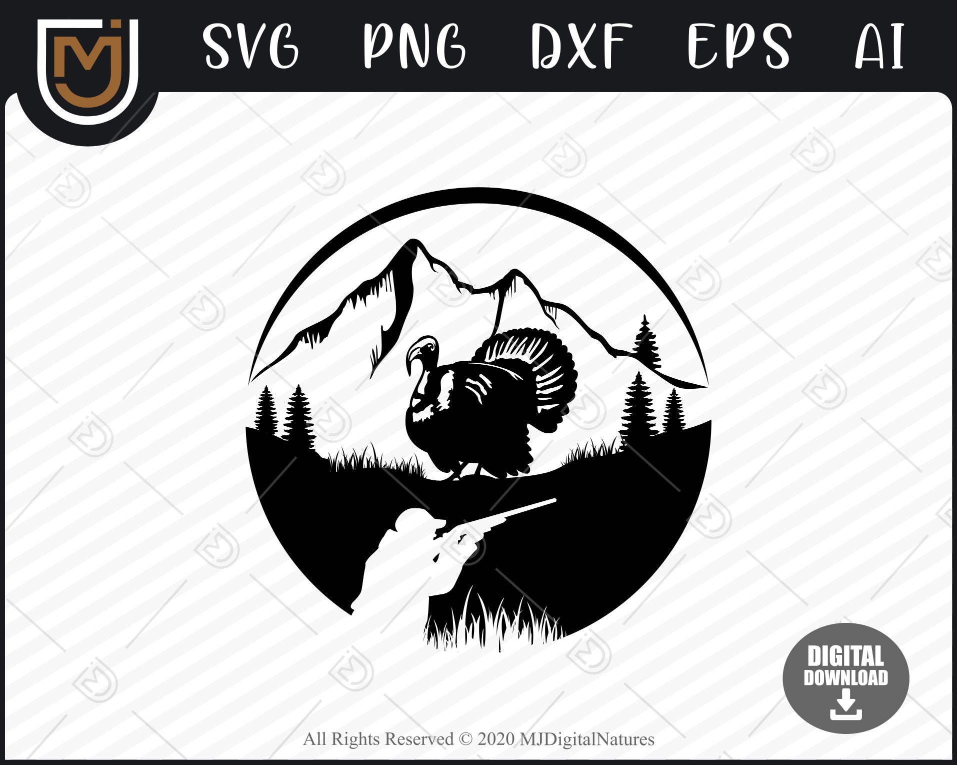 05 Circular Hunting Turkey Clipart Hunting Svg Turkey SVG - Etsy
