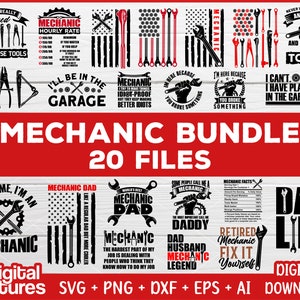 20 Files Bundle Mechanic Svg - Car Mechanic Svg, Tools Svg, Wrench Svg ...