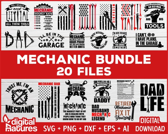 20 Files Bundle Mechanic Svg Car Mechanic Svg Tools Svg - Etsy