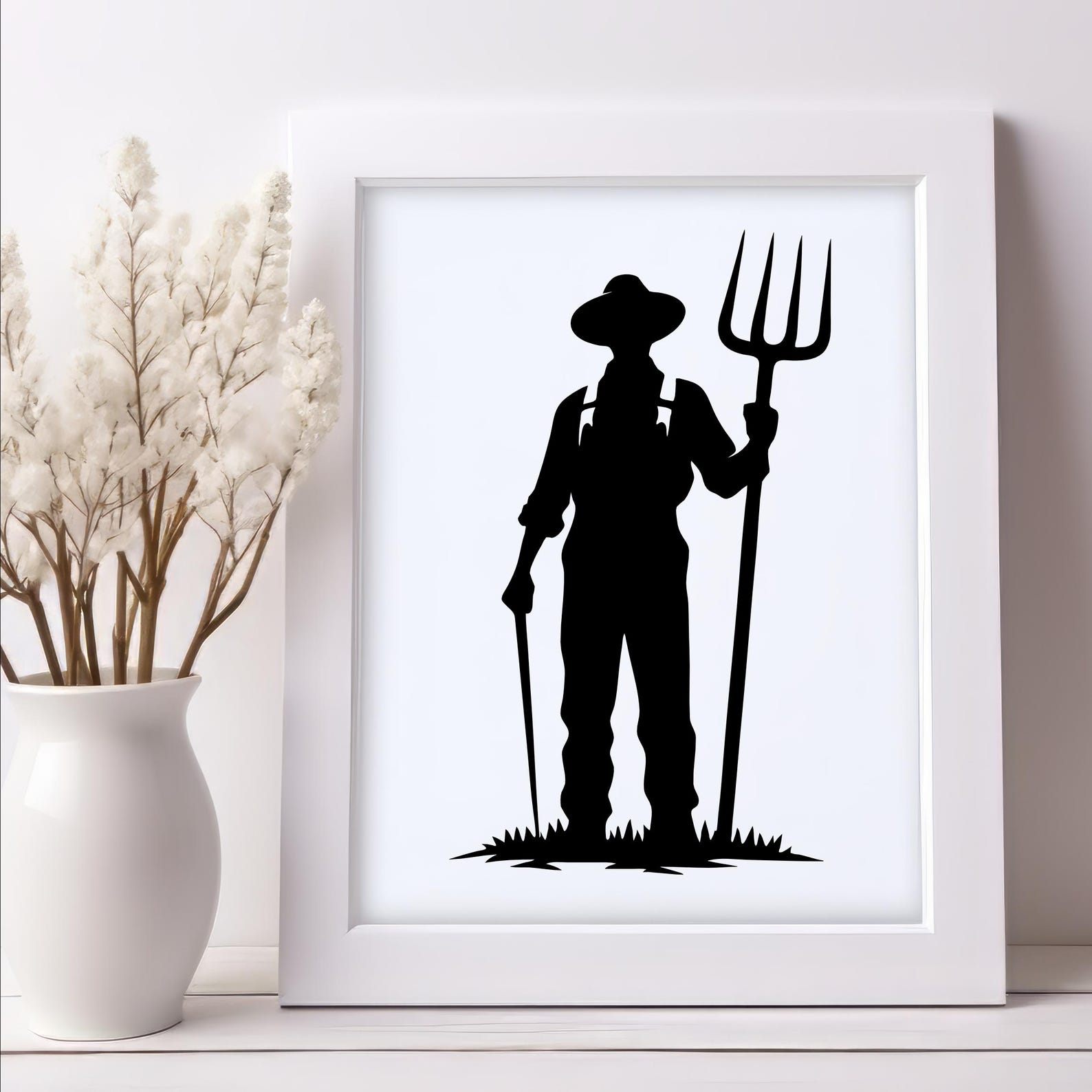 Rustic Farmer SVG Bundle With Pitchfork and Grass Elements for Cricut ...