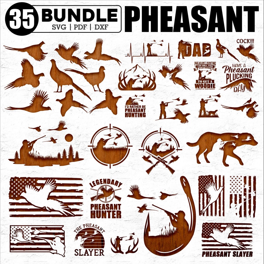 Laser Cut 35 Pheasant Bundle Svg Pdf Dxf Png - Pheasant Ornaments ...