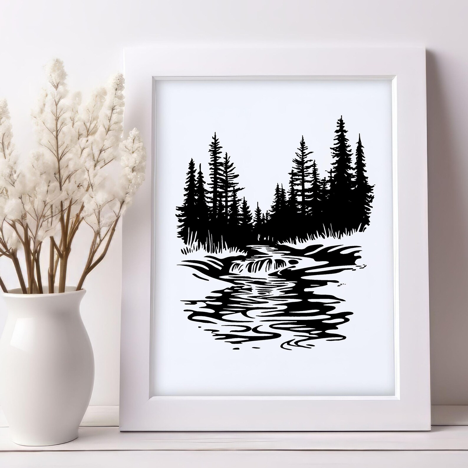 83 River Flow SVG PNG PDF Dxf Bundle, Flowing Stream and Forest River ...
