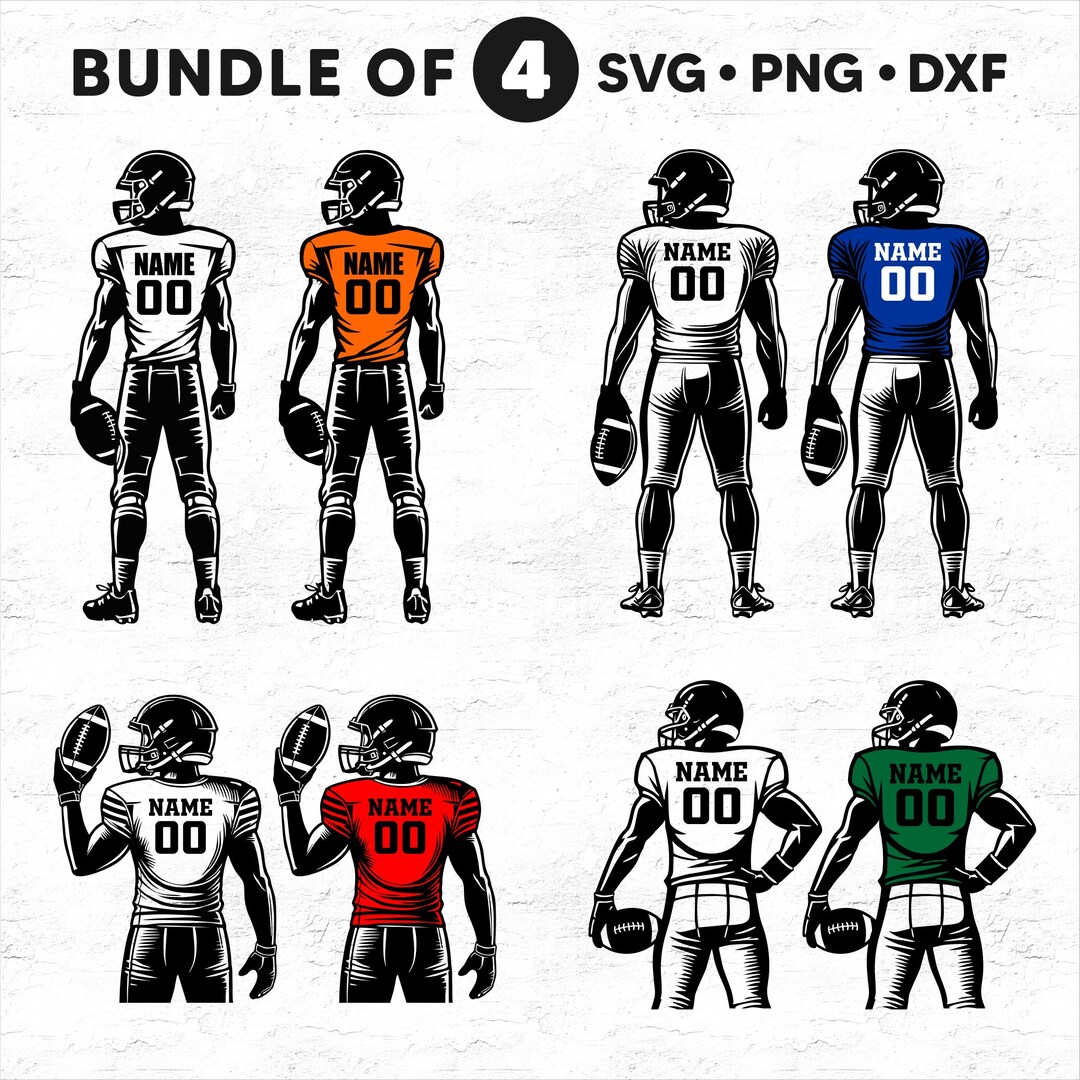 4 Bundle of Custom Football Player Svg, Two Football Player Svg, Custom ...