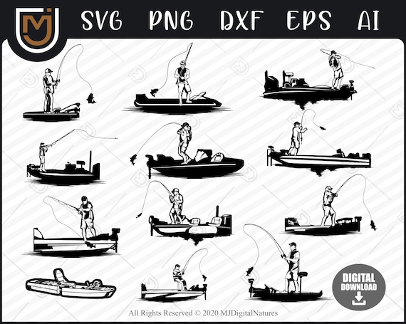 Fishing SVG Files Fisher Bundle Kayak Fishing SVG Fisherman | Etsy