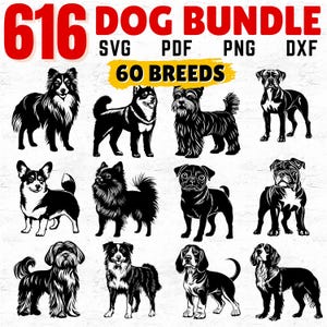616 Standing Dogs Clipart Bundle SVG PNG Pdf Dxf | 60 Dog Breeds ...