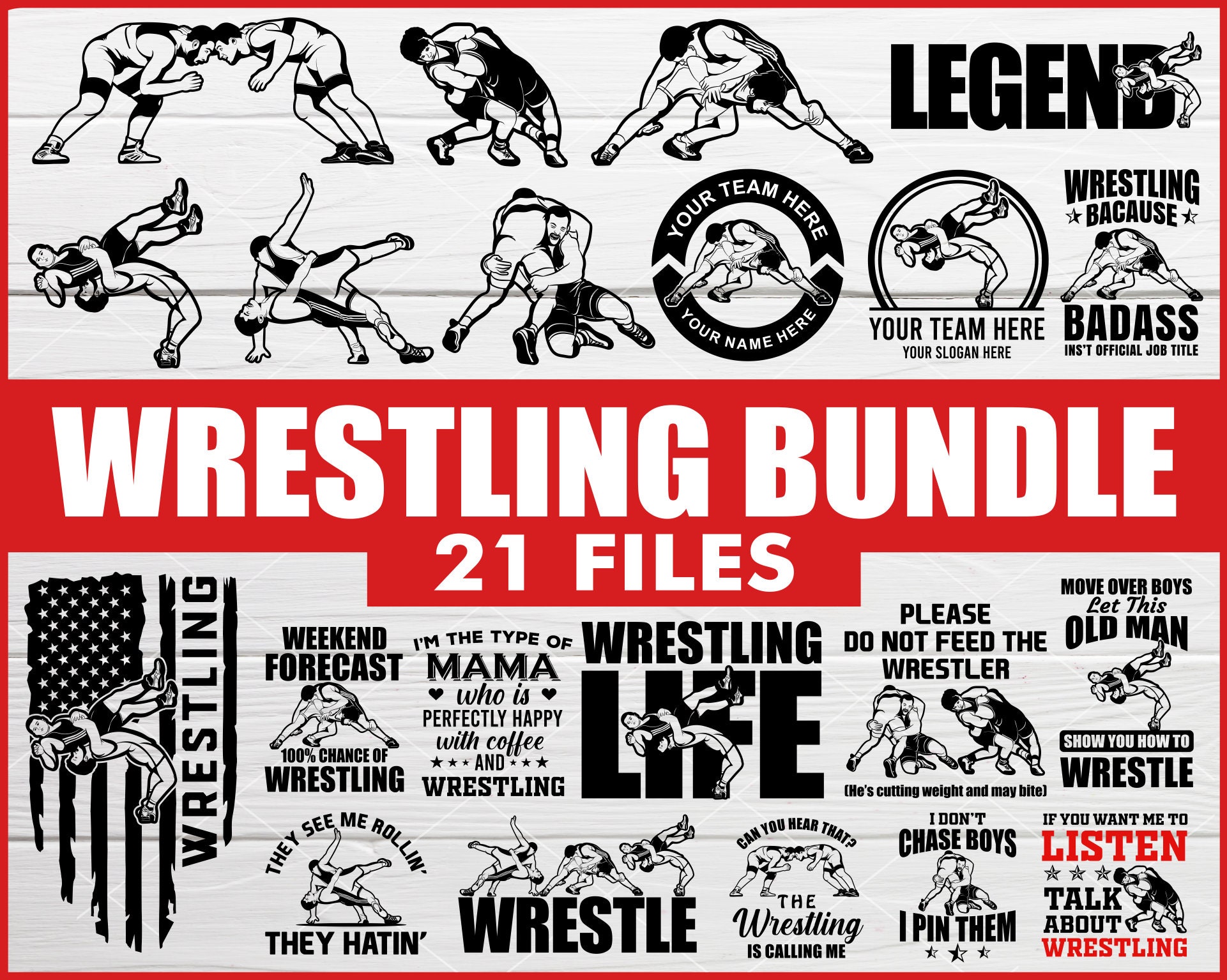 21 Files Wrestling Bundle Svg Sports Svg Wrestler Svg - Etsy