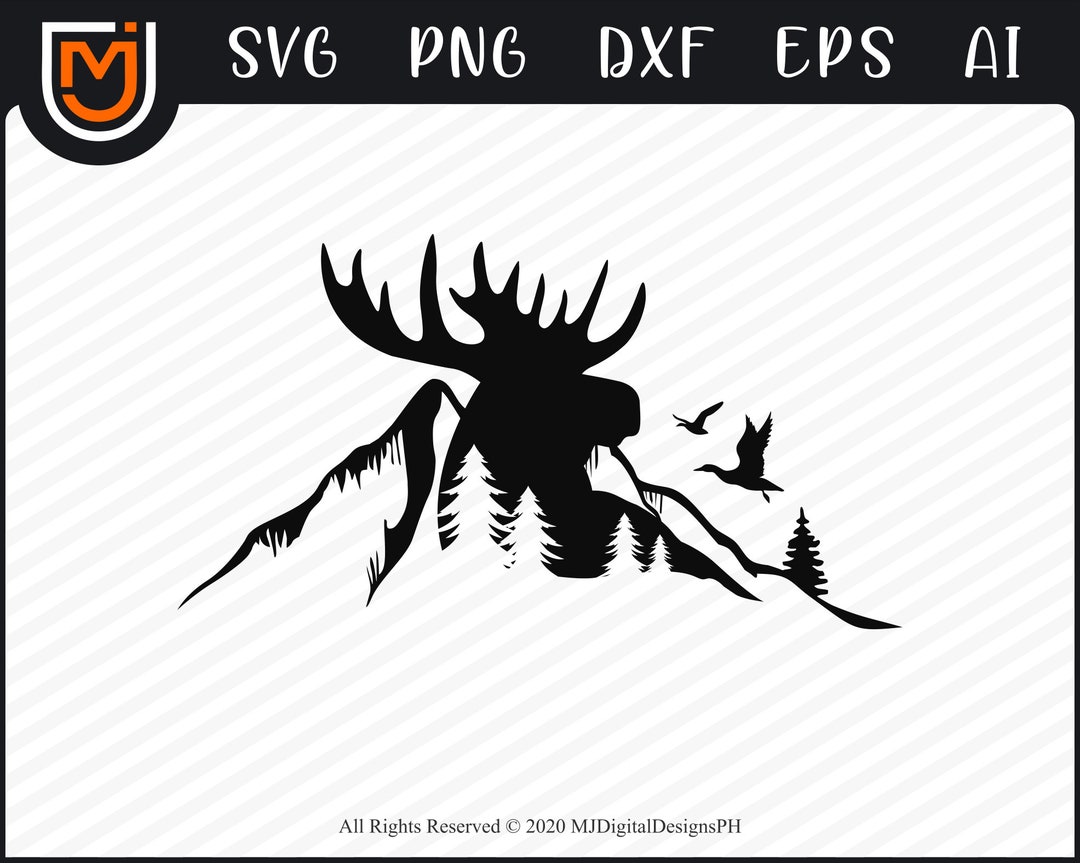 Moose Hunting SVG Mountains Moose Elk Clipart Elk Deer - Etsy