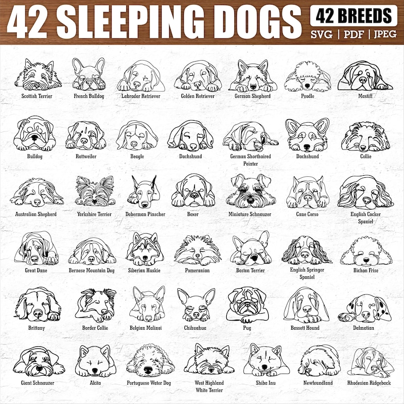 Sleeping Dog Vinyl Decals - Etsy