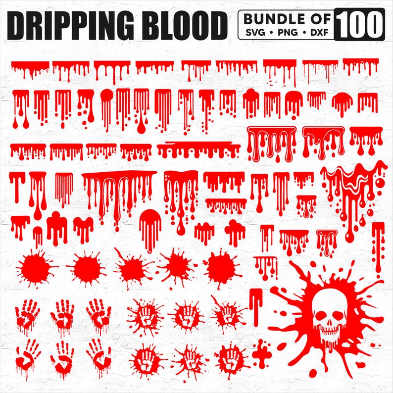 100 Bundle of Red Blood Svg Files - Dripping Svg Files, Blood Clipart ...
