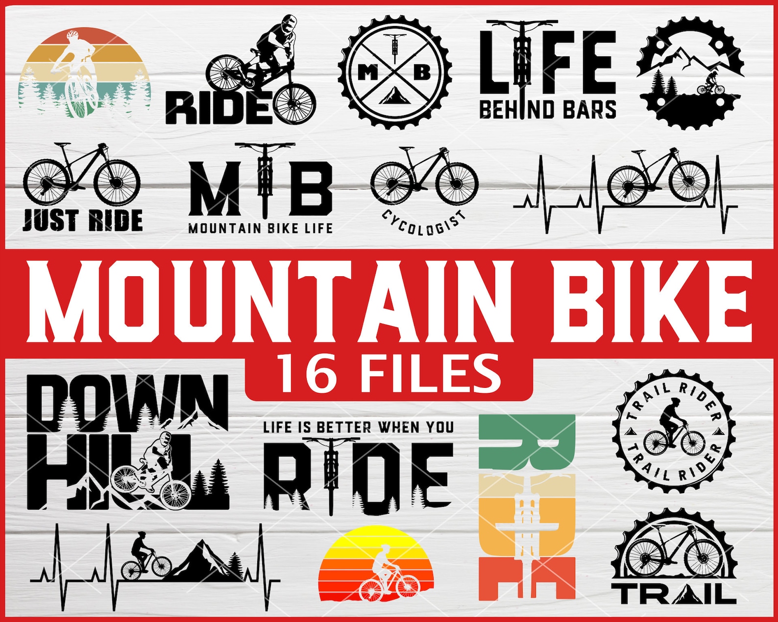 16 Files Bundle Mountain Bike Svg - Mountain Biking Svg, Cycling Svg ...
