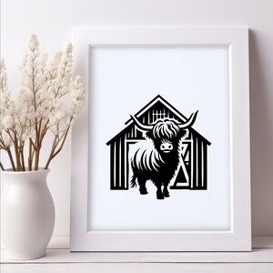 20 Highland Cow on Barn SVG Bundle for Cricut and Laser Cut, Farmhouse ...