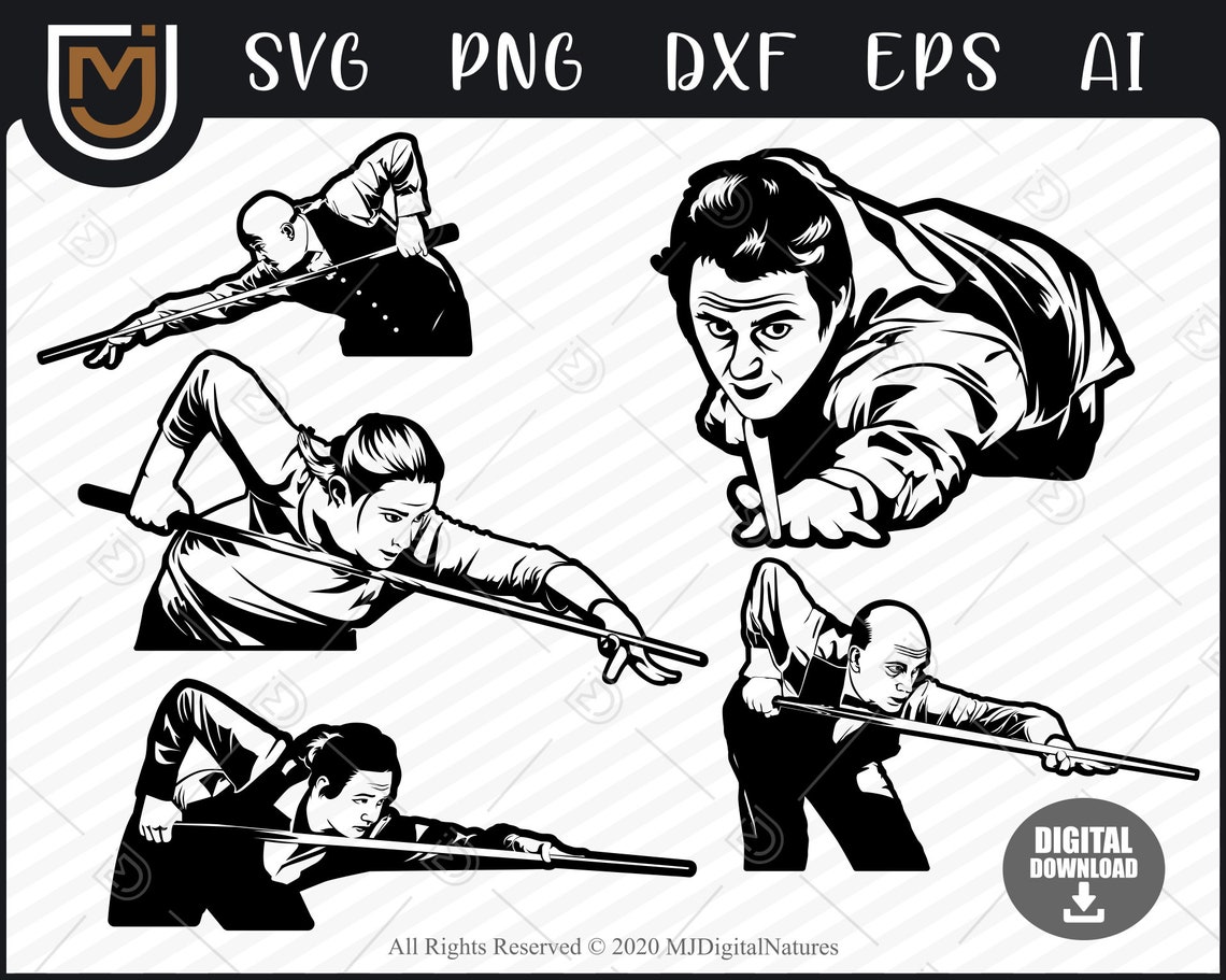 Billiard Svg Files 5 Players - Snooker Svg, 8 Ball Svg, Sports Svg, Cut ...