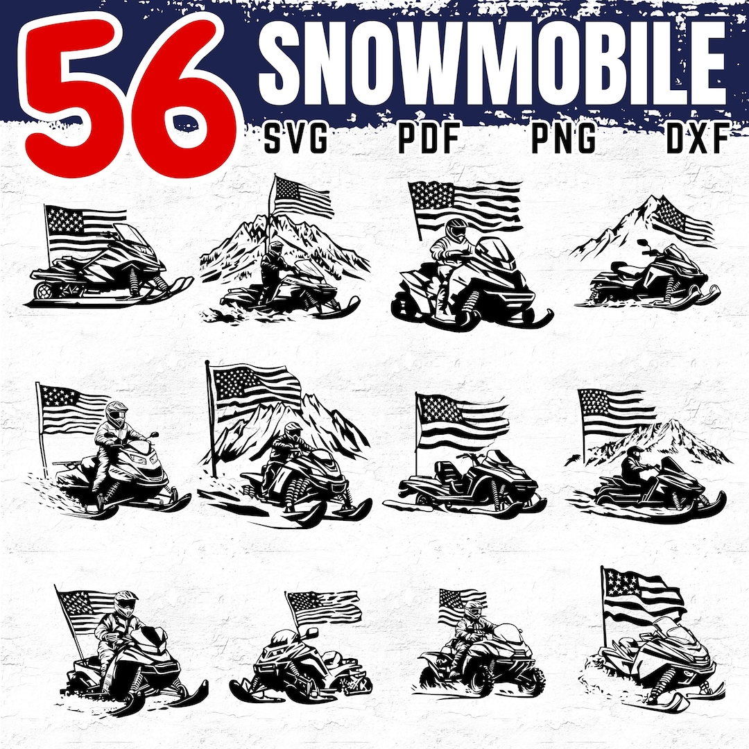 56 Snowmobile USA Flag SVG Bundle for Cricut Crafts, Patriotic ...
