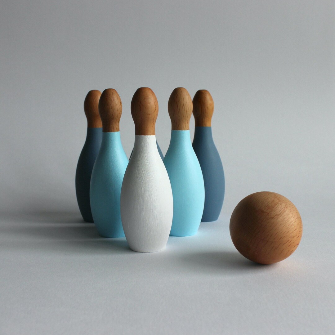 Wood Handmade Bowling Set Wooden Bowling Toy for Toddlers Montessori ...