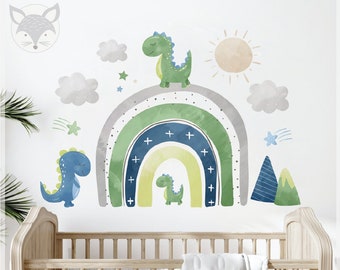 Rainbow Dinosaur Wall Decal - Etsy