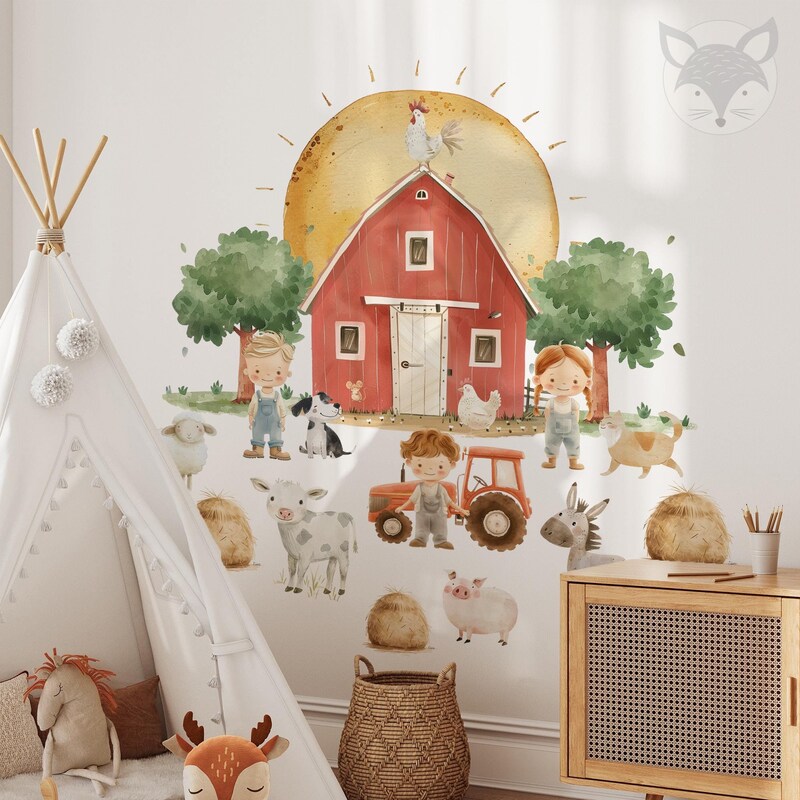 Farm Theme Nursery Decals Farm Wall Decals – Peel & Stick Farm Theme ...