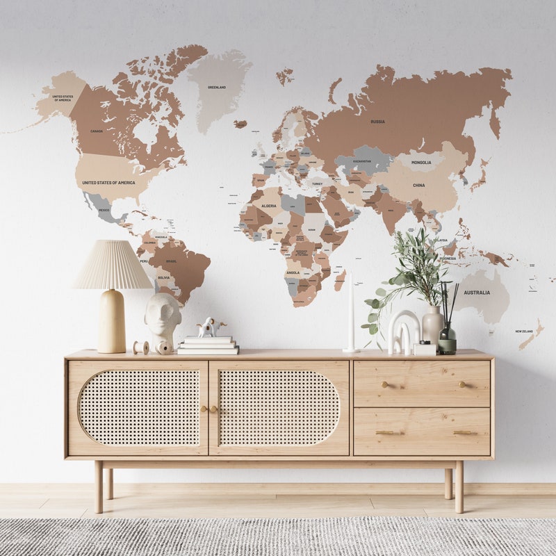 World Map Wall Decal - Etsy