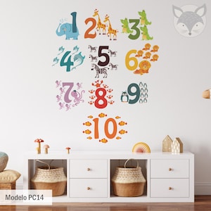 Animal Numbers Wall Decal for Kids | Educational Vinyl Sticker | Number ...