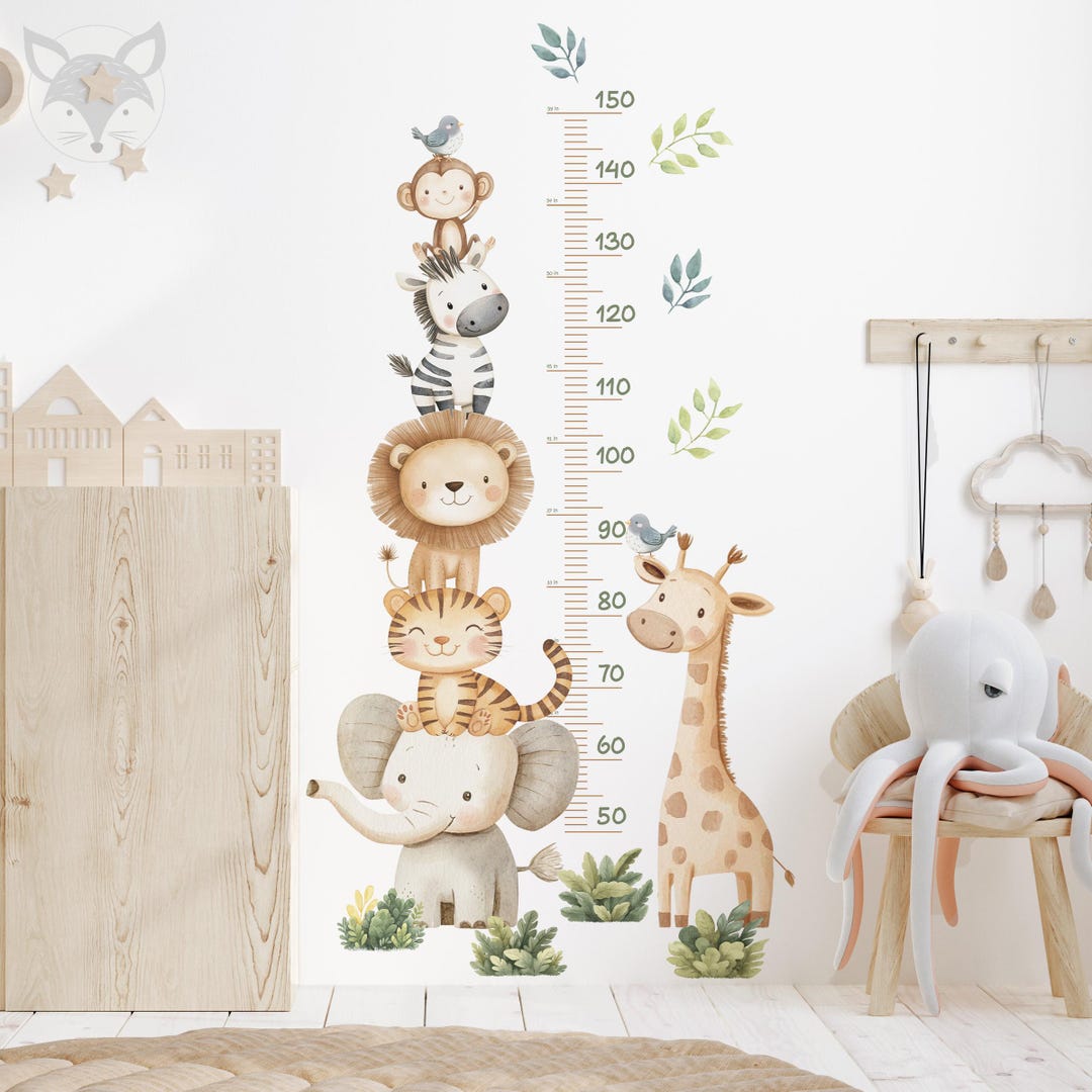 Height Measurement For Wall Jungle Animals Height Sticker For Kids ...