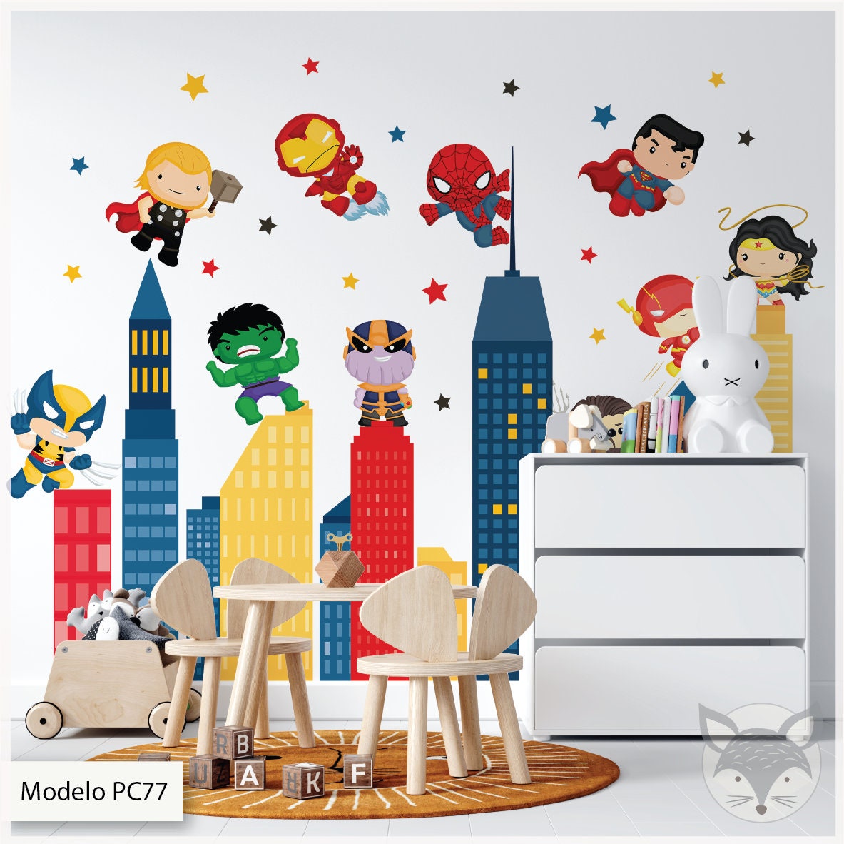 Superhero Wall Decal Superhero Background Superhero Fabric | Etsy