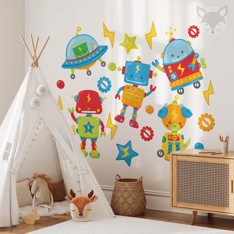 Robot Wall Decal - Etsy