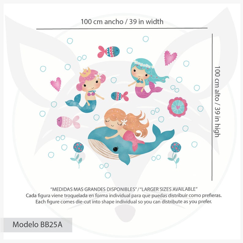 Mermaid Wall Decal Mermaid Wallpaper Ocean Wall Decal - Etsy