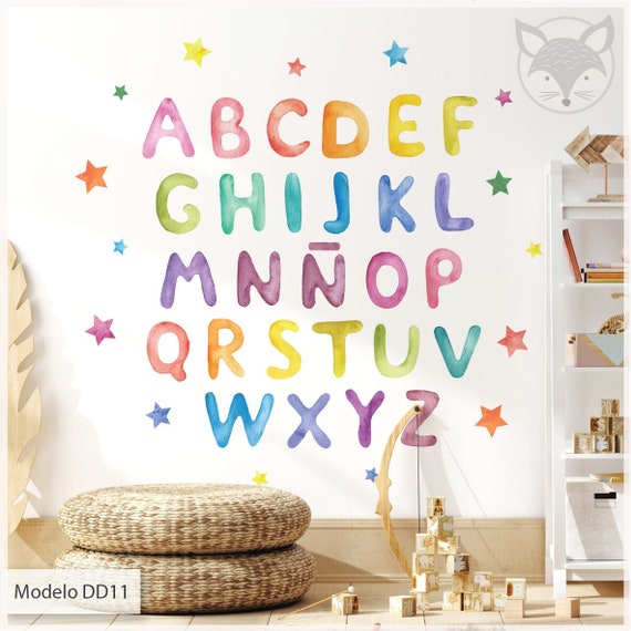 Rainbow Wall Decal Watercolor Alphabet Rainbow Alphabet | Etsy