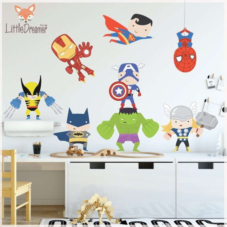 Superhero Wall Decal Superhero Background Superhero Fabric - Etsy