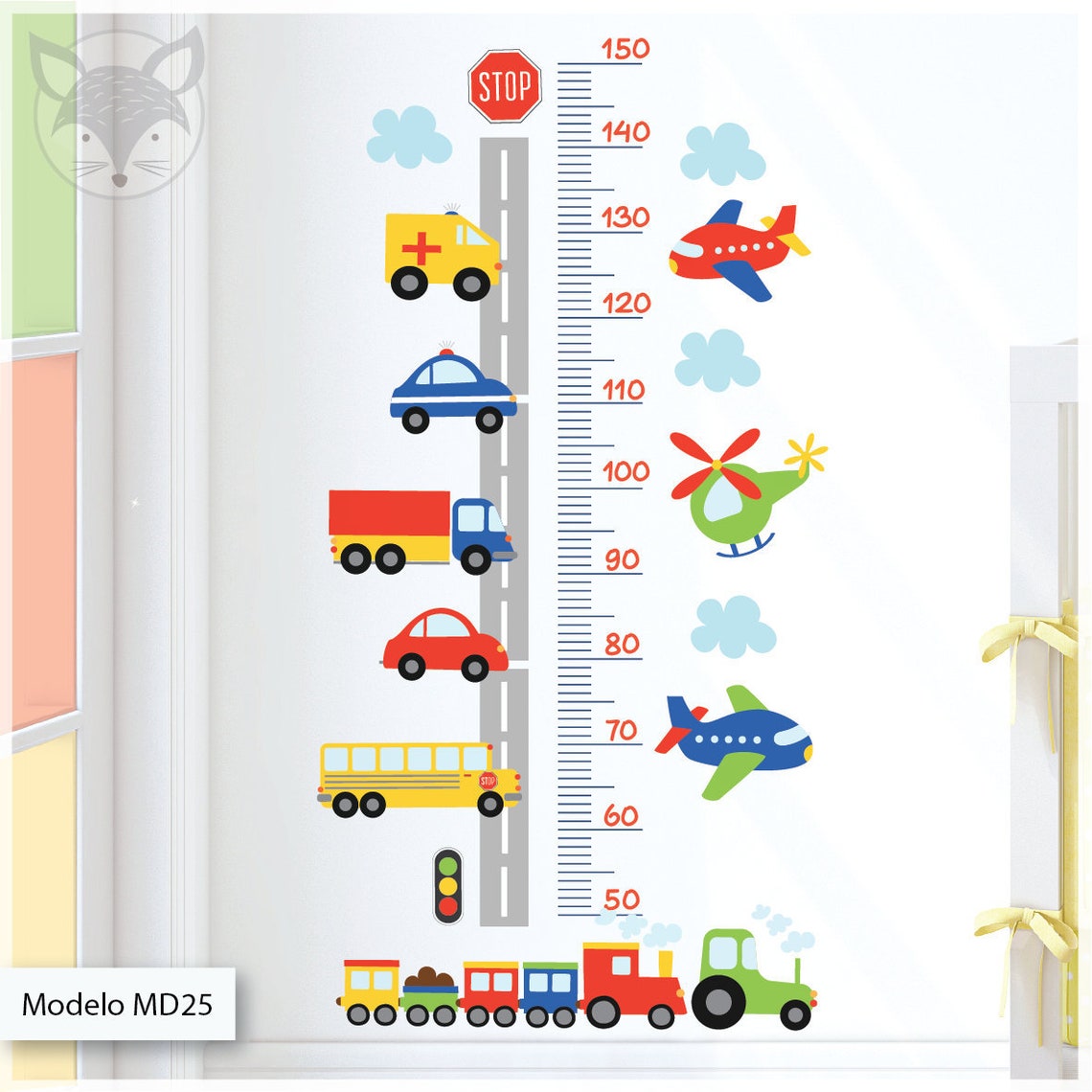 Wall Height Chart Transport Wall Decal Boys Height Chart - Etsy