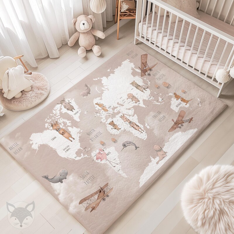 World Map Rug - Etsy