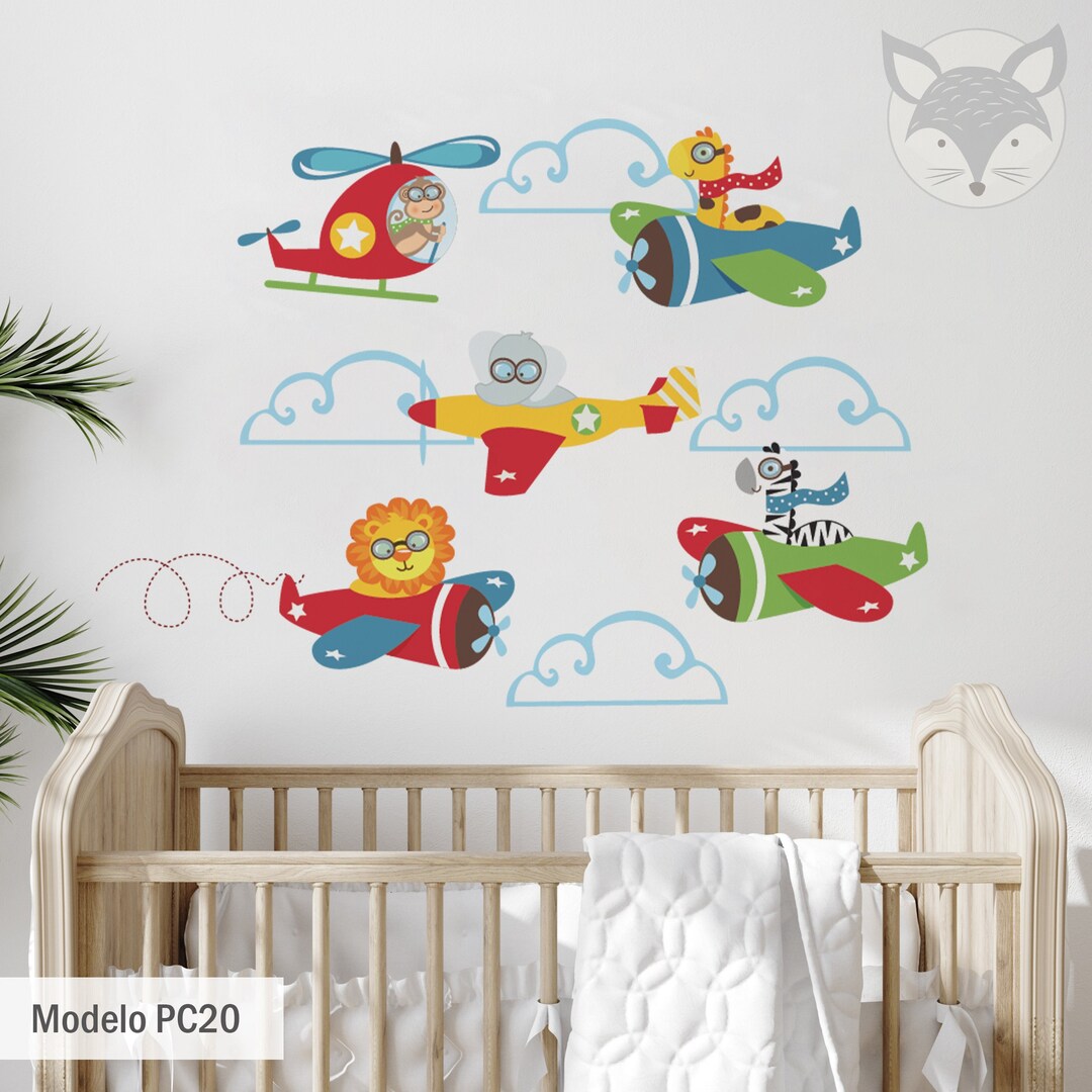 Airplane Wall Decal, Boy Nursery Wall Decal, Baby Boy Wall Stickers ...