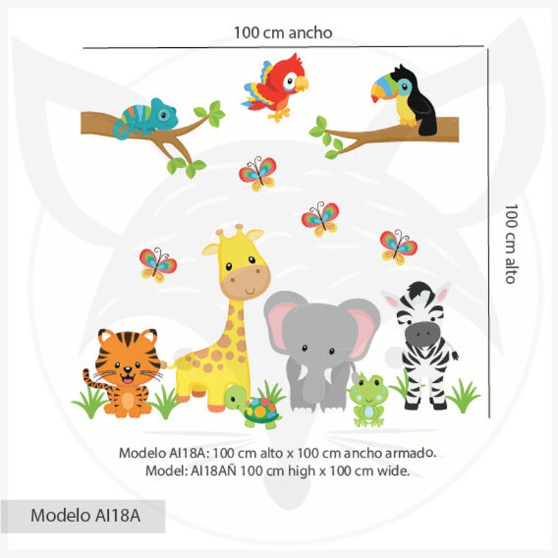 Jungle Wall Decal Safari Decal Animal Wallpaper Safari - Etsy