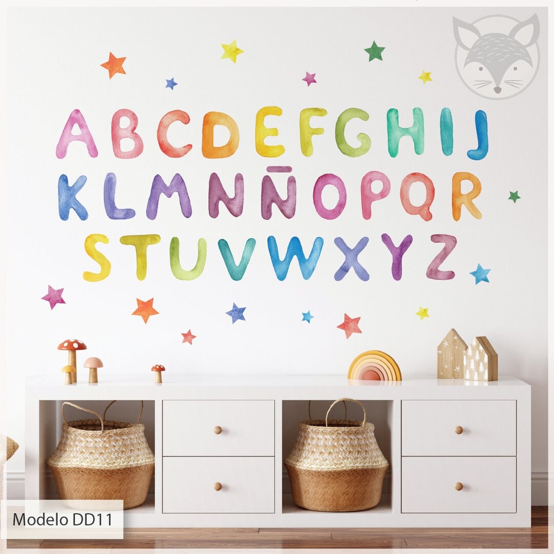 Rainbow Wall Decal, Watercolor Alphabet, Rainbow Alphabet, Rainbow ...