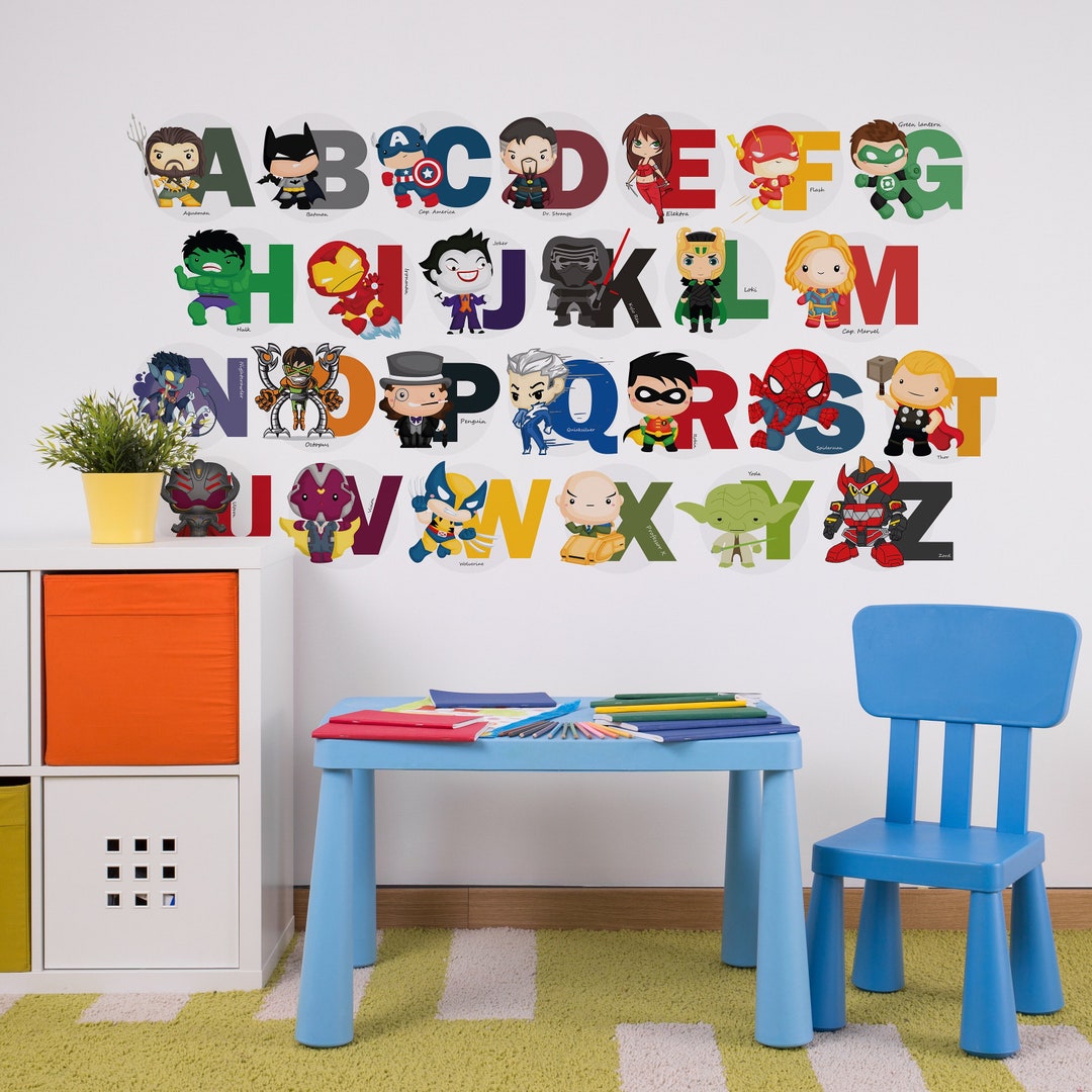 Superhero Wall Decal, Superhero Letters, Superhero Background ...
