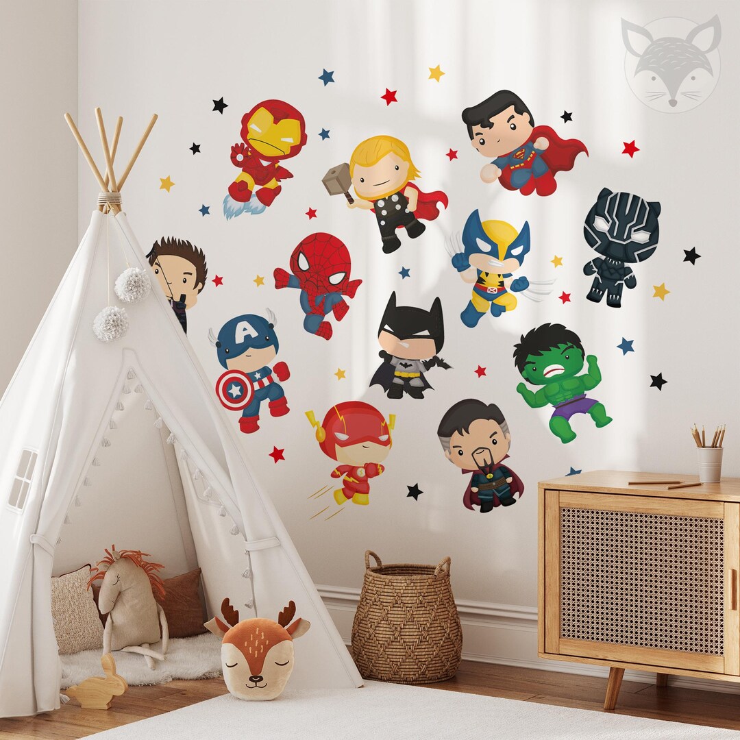 Superhero Wall Decal for Kids, Comic Hero Vinyl Sticker, Superhero Wall ...