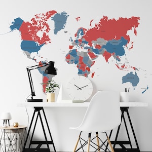 World Map With Countries, World Map Wall Sticker, World Map Children ...