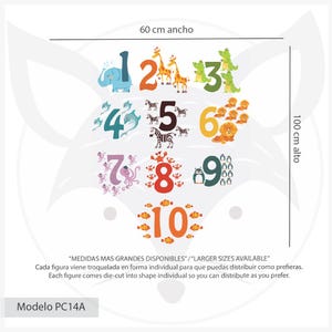 Animal Numbers Wall Decal for Kids | Educational Vinyl Sticker | Number ...