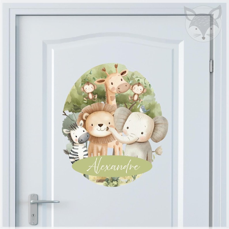 Personalized Jungle Door Decal, Safari Animal Name Sticker, Kids Room ...