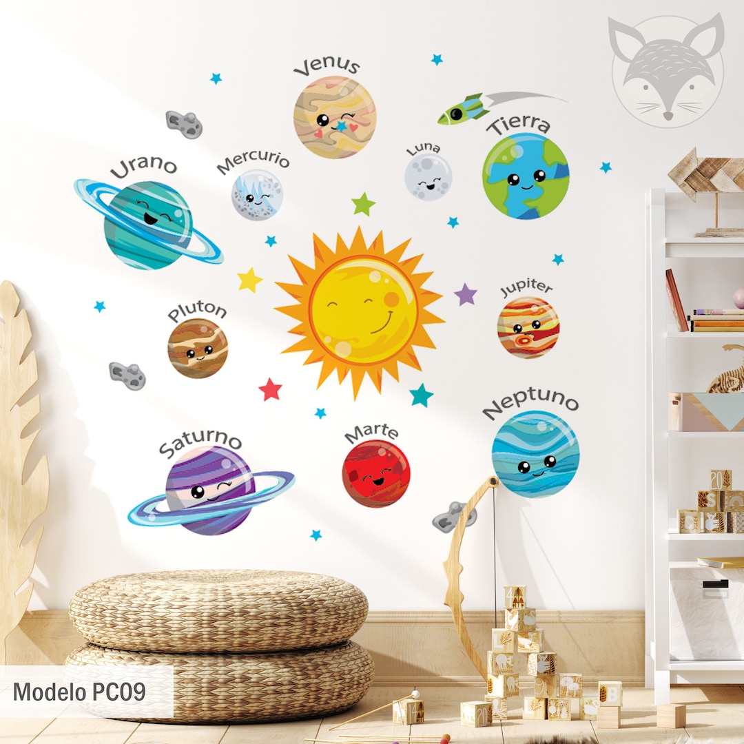 Solar System Wall Decals for Kids - Space Planets, Sun, and Stars Vinyl ...
