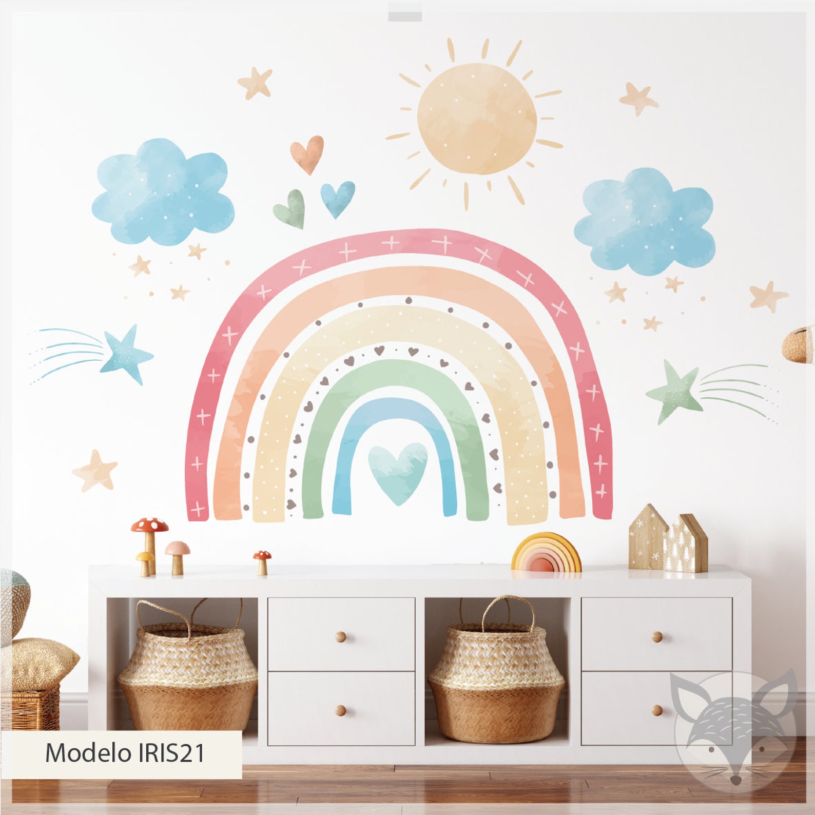 Rainbow Wall Decal Rainbow Wall Sticker Watercolor Rainbow - Etsy