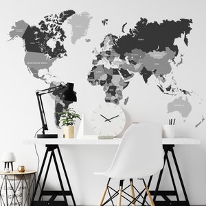 World Map With Countries, World Map Wall Sticker, World Map Children ...
