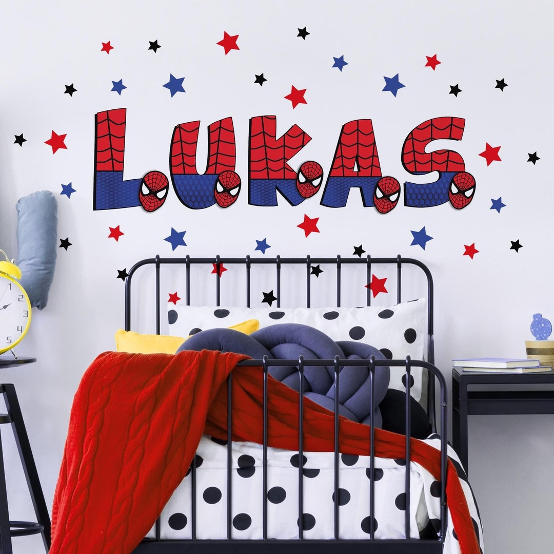 Superhero Wall Decal, Personalized Spiderman Name Vinyl Decal for Kids ...