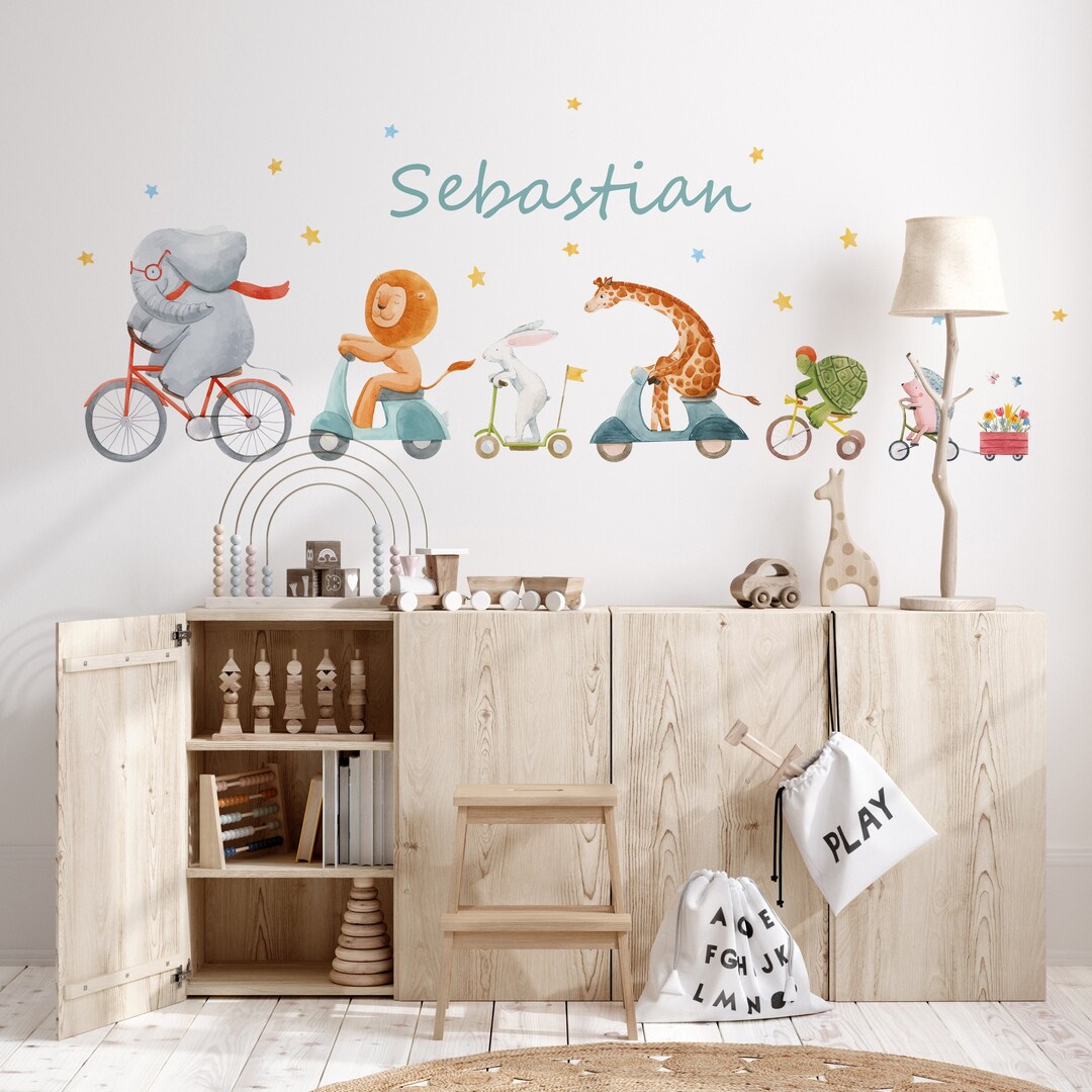 Personalized Animal Parade Wall Decals for Nursery | Custom Name Vinyl ...