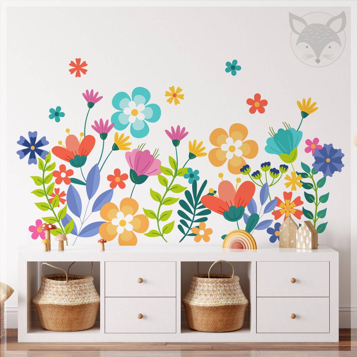 Flower Vinyl Sticker Flower Wall Decals Spoonflower - Etsy